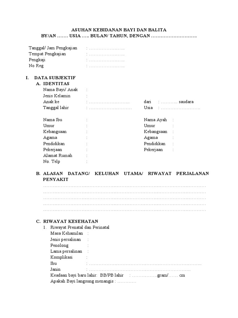Format Askeb Imunisasi, Tumbang Bayi Balita (Ek Edit) | PDF