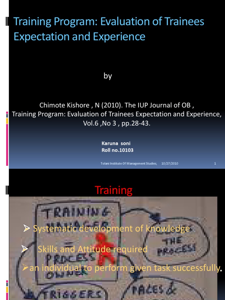 Training Program: Evaluation of Trainees Expectation and Experience ...