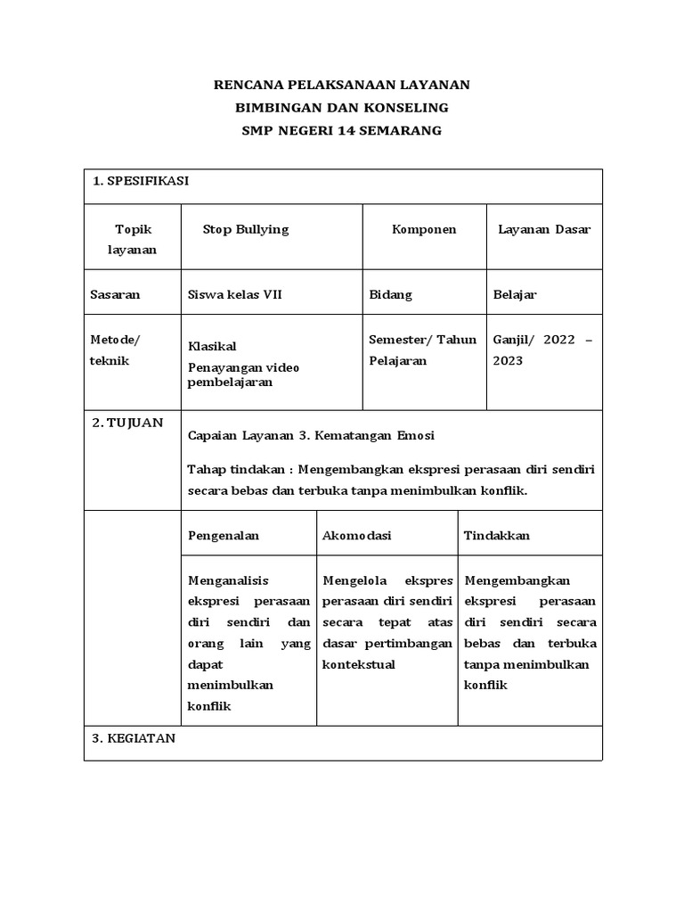 Aksi Nyata Topik 7 RENCANA PELAKSANAAN LAYANAN BIMBINGAN DAN KONSELING ...