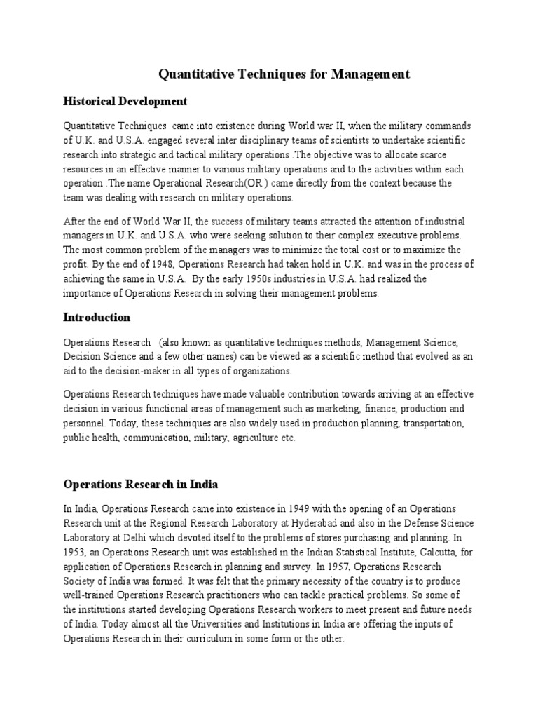 Quantitative Techniques For Management | PDF | Statistics | Operations Research