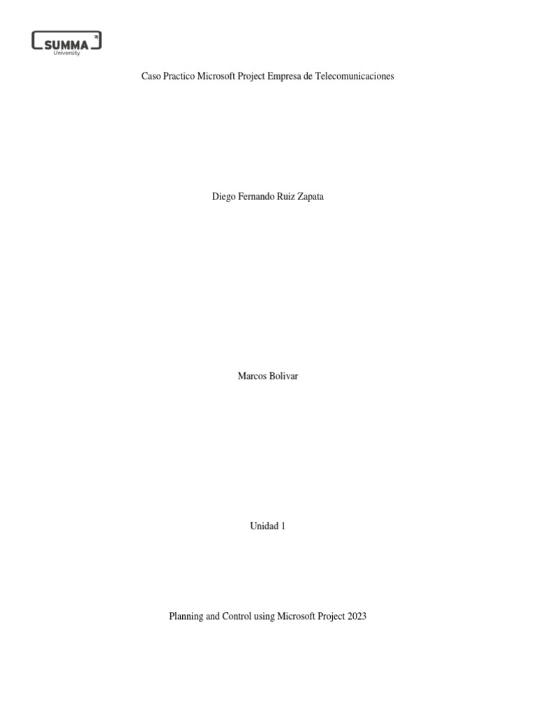 Caso Practico Unidad 1 Microsoft Project Empresa de Telecomunicaciones | PDF