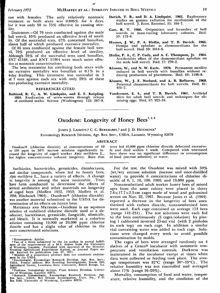 Oxodene - Longevity of Honey Bees | PDF