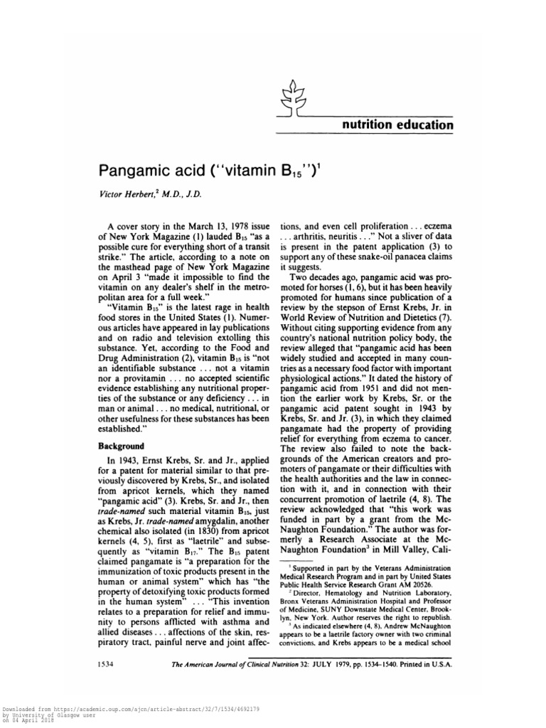 Pangamic Acid B15 | PDF | Chemistry | Chemical Substances