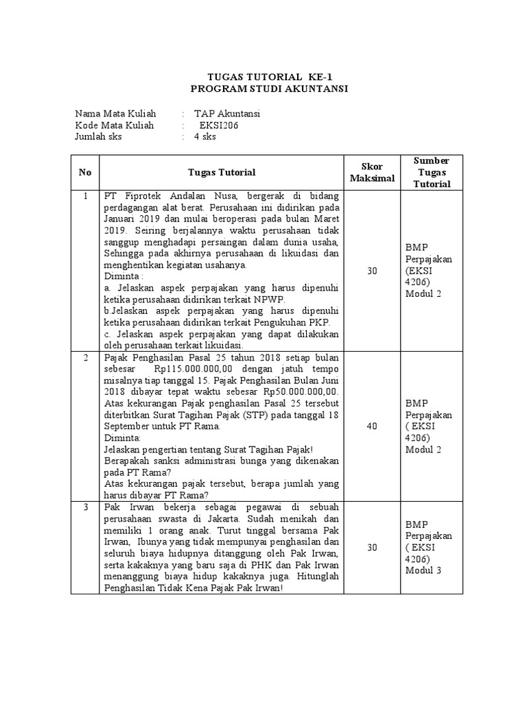 TUGAS 1 - PERPAJAKAN - Annissa | PDF