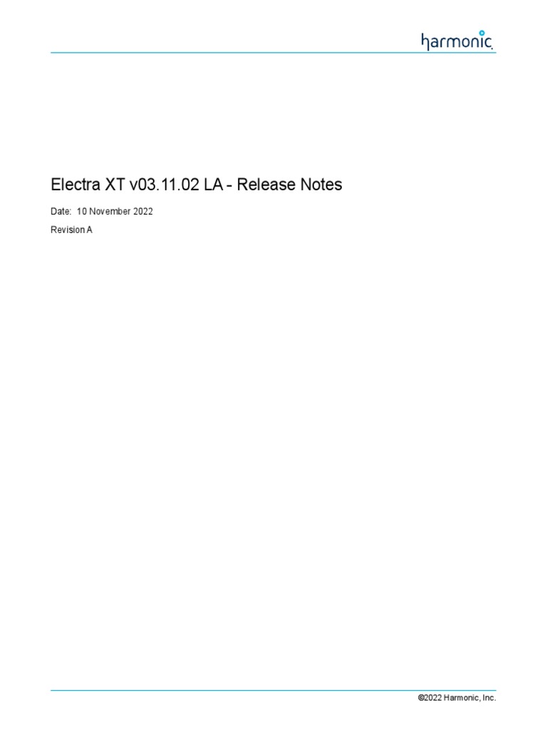 Electra - XT ReleaseNotes v03.11.02 LA EdA | PDF