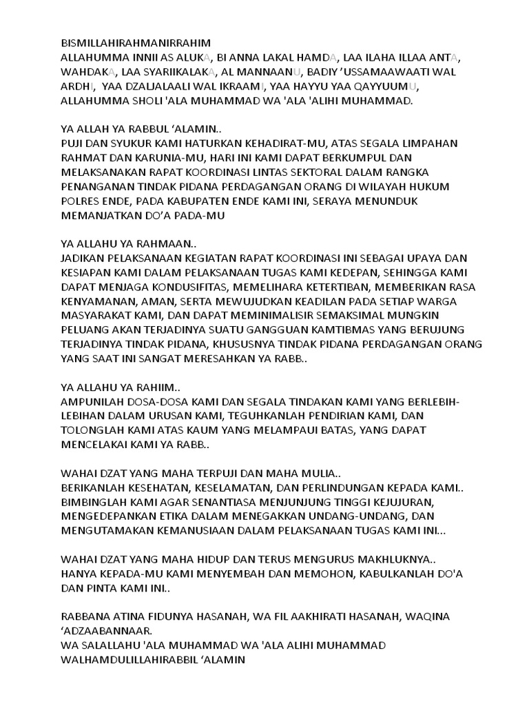 Doa Rapat Koordinasi | PDF