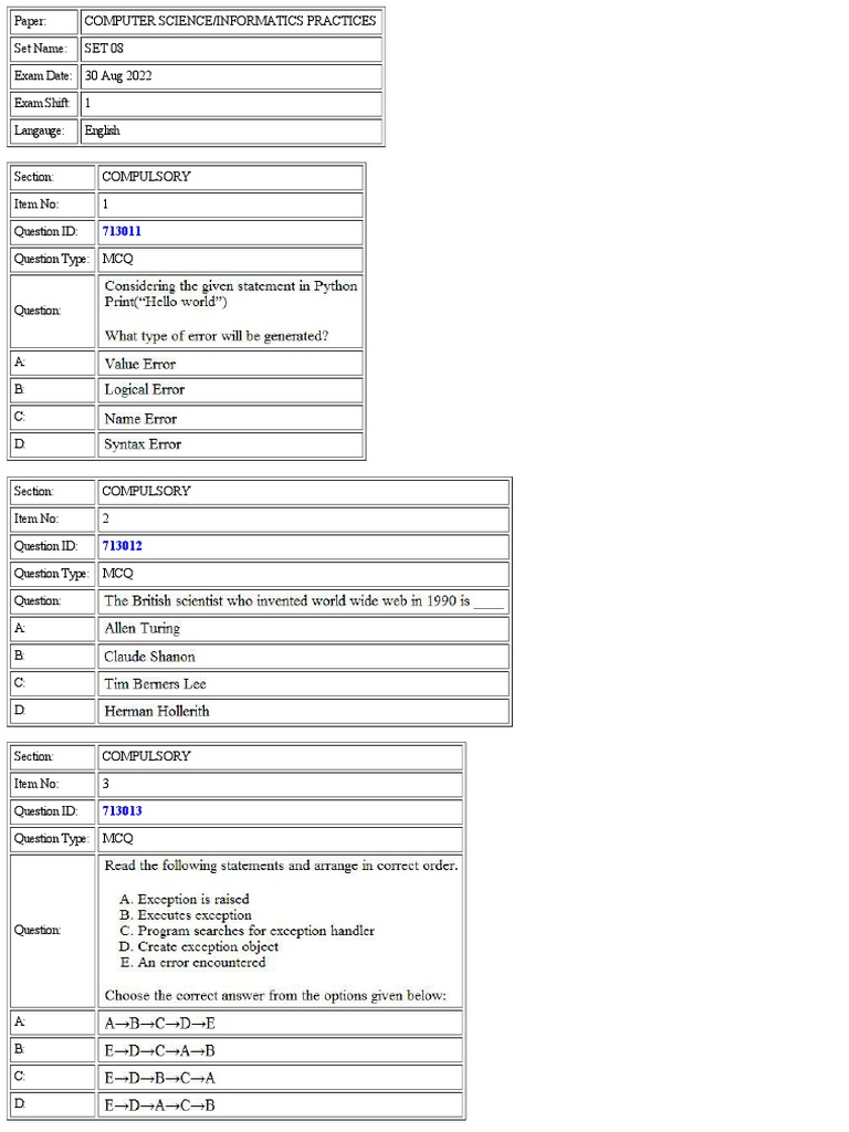 Computer Science Cuet | PDF | Computers