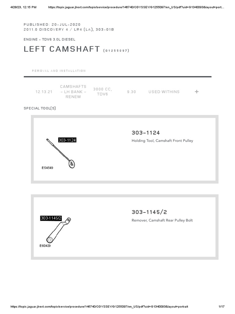303-01B Left Camshaft | PDF