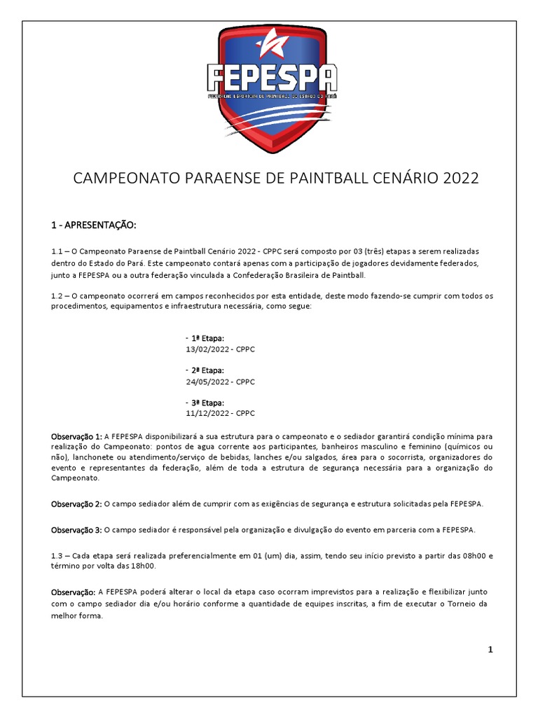 Regras CPPC 2022 FEPESPA | PDF | Concorrência