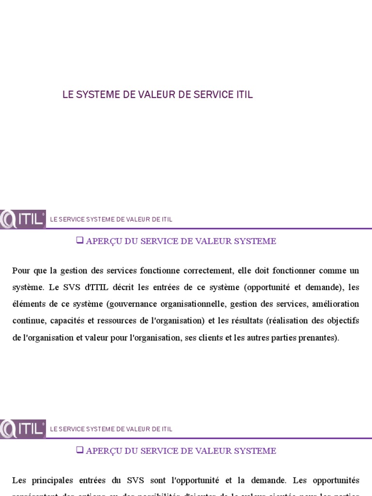 ITIL: Créez de la Valeur avec le SVS | PDF