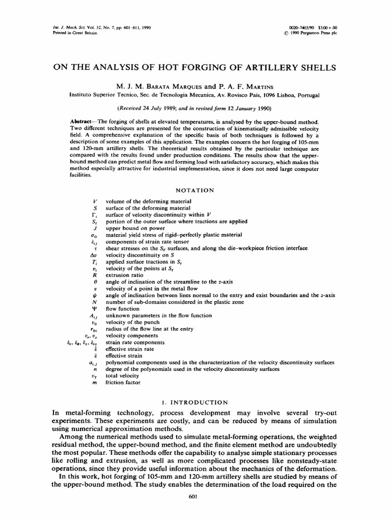 On The Analysis of Hot Forging of Artillery Shells | PDF | Stress ...