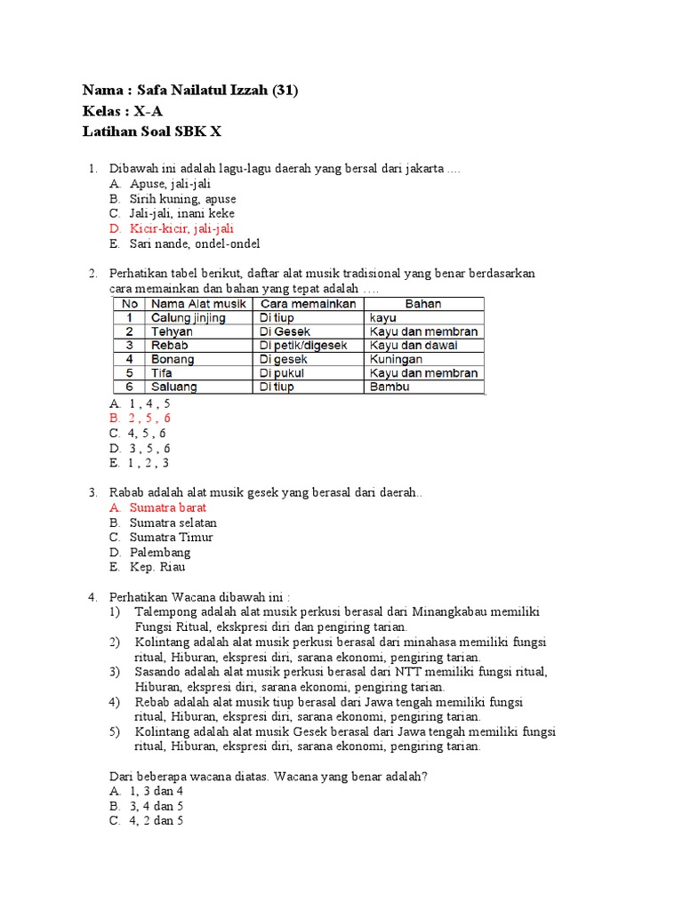 Latihan Soal SBK X-1 | PDF