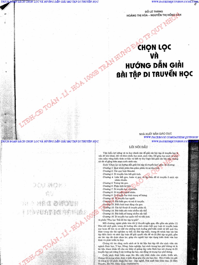 Chon Loc Va Huong Dan Giai Bai Tap Di Truyen Hoc | PDF