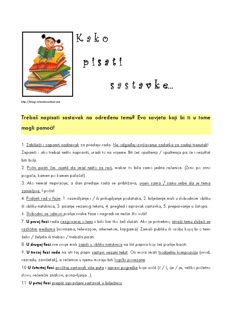 Upute Pisanje Sastavaka | PDF
