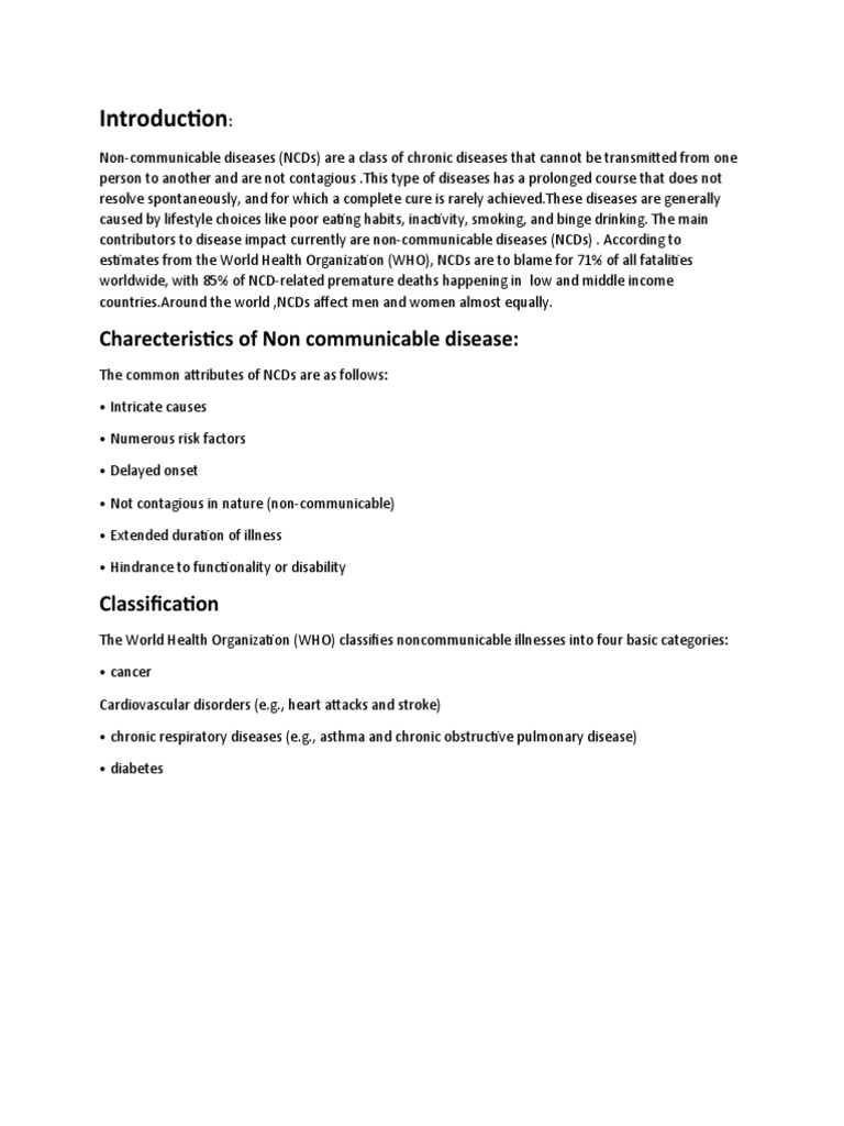 Understanding Non-Communicable Diseases | PDF | Non Communicable ...