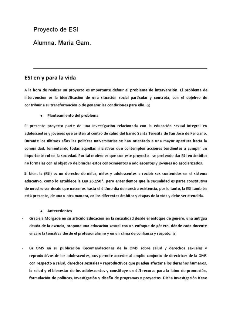 Proyecto ESI | PDF | Sexualidad | Educación sexual