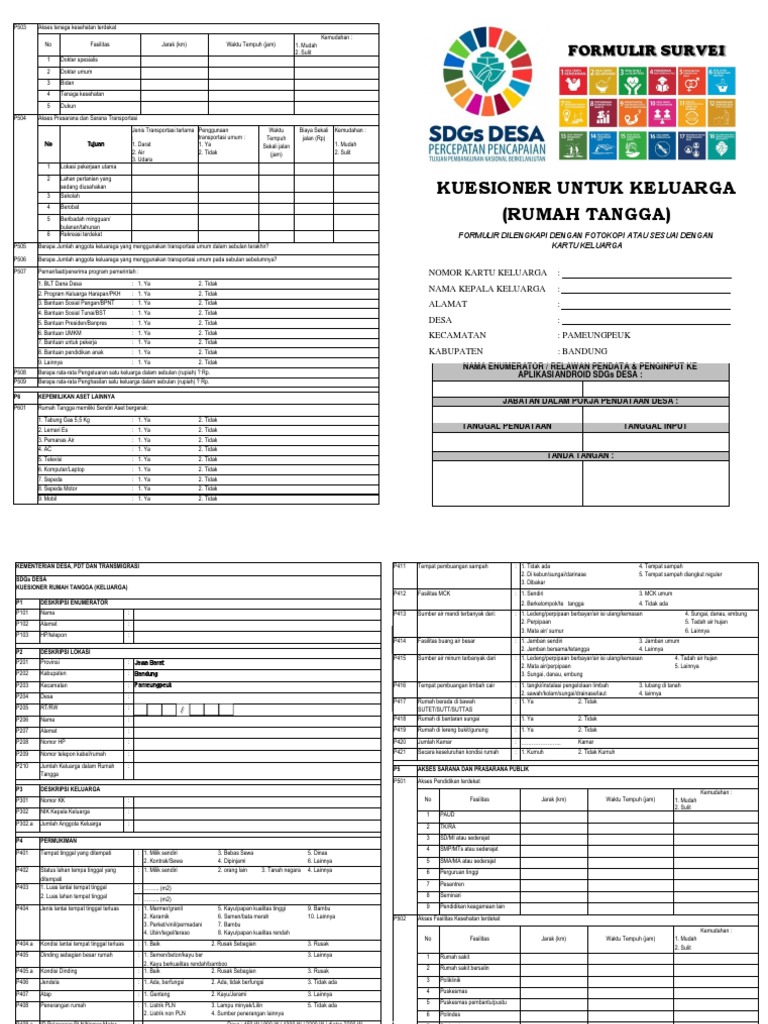 SDGs DESA KUESIONER KELUARGA A3 | PDF