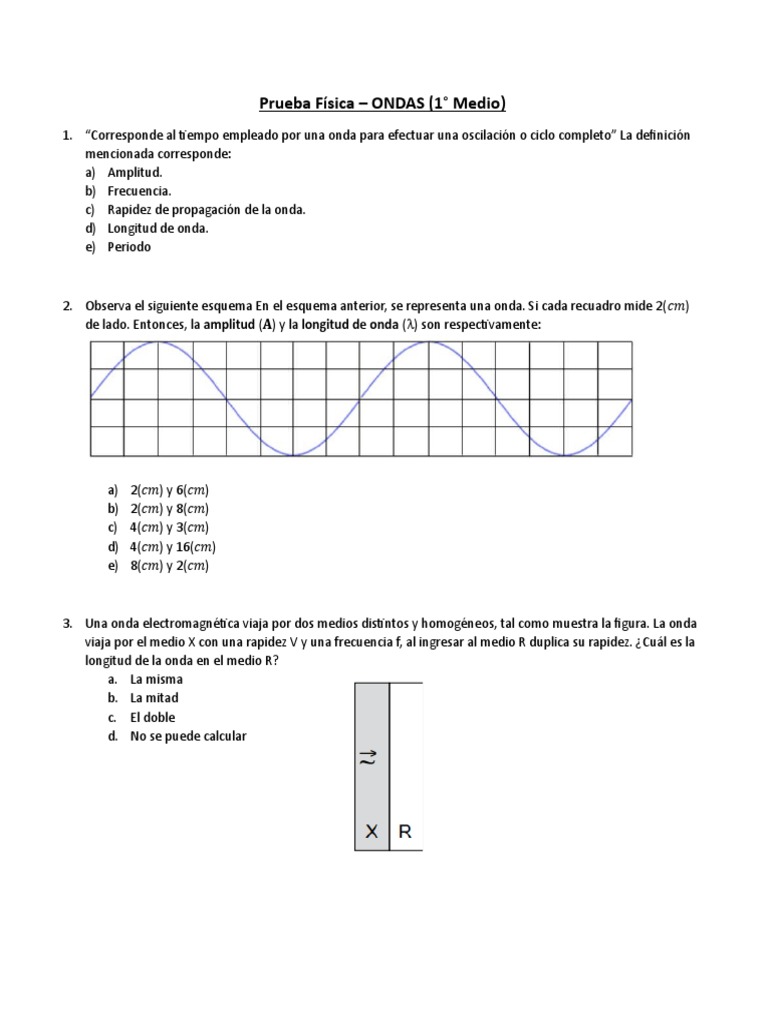 Prueba Fisica - Ondas 1Medio | PDF