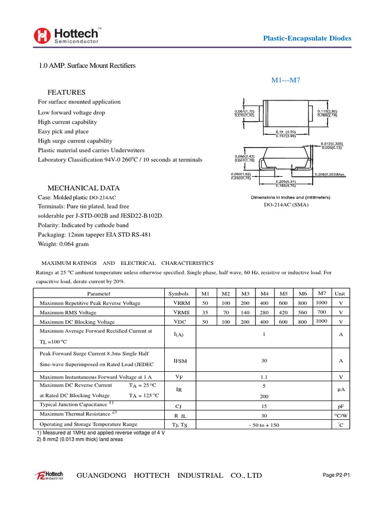 Diodo Rectificador - M4 - Componente-SMD - M1-M4-M7 | PDF