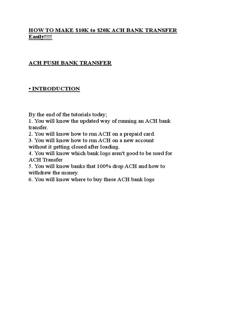 2023 Ach Bank Transfer Tutorial | PDF