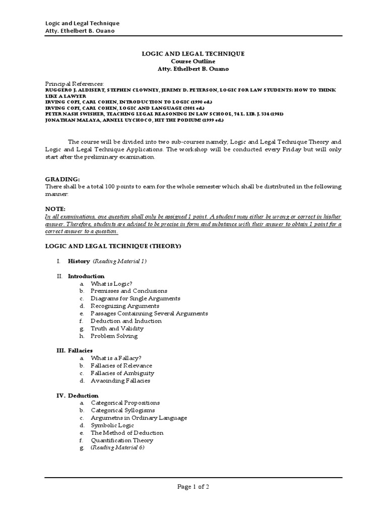 Course Outline | PDF | Logic | Argument