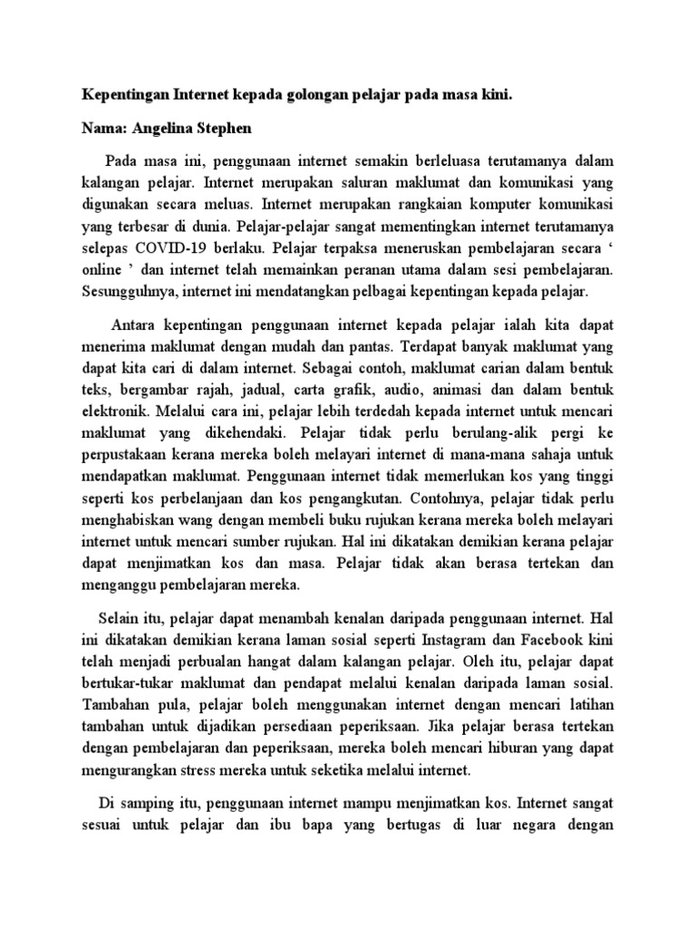 Kepentingan Internet Kepada Pelajar Angelina | PDF