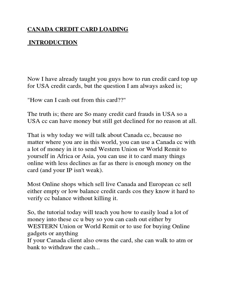 Canada CC Topup | Download Free PDF | Credit Card | Credit