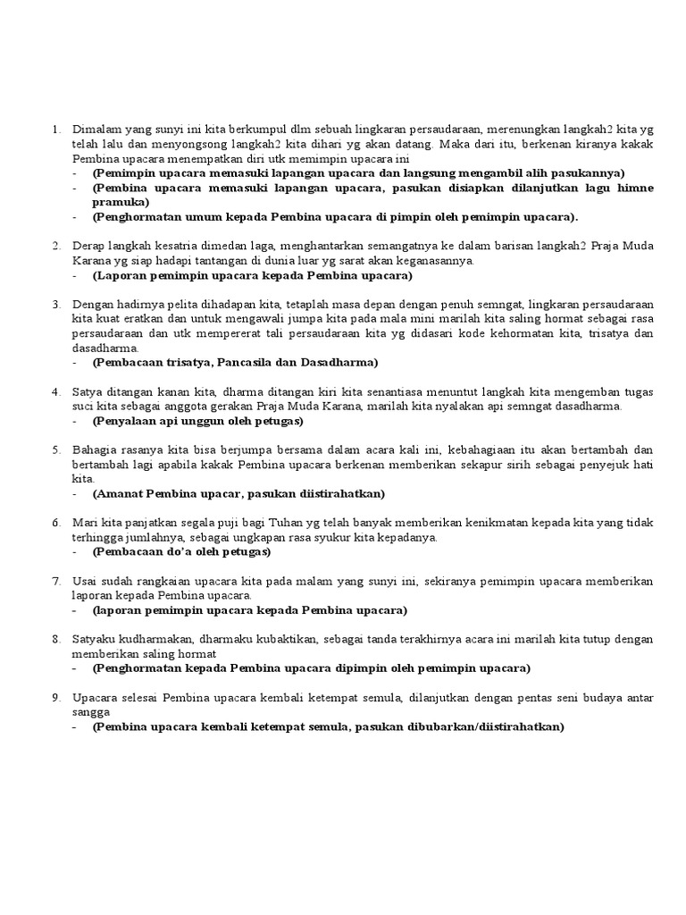 Susunan Acara Upacara Api Unggun | PDF