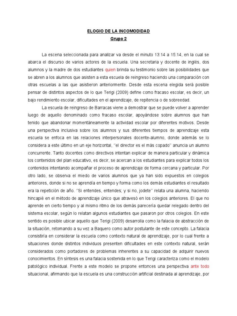 Grupo 2- Elogio de la incomodidad | PDF | Aprendizaje | Sicología