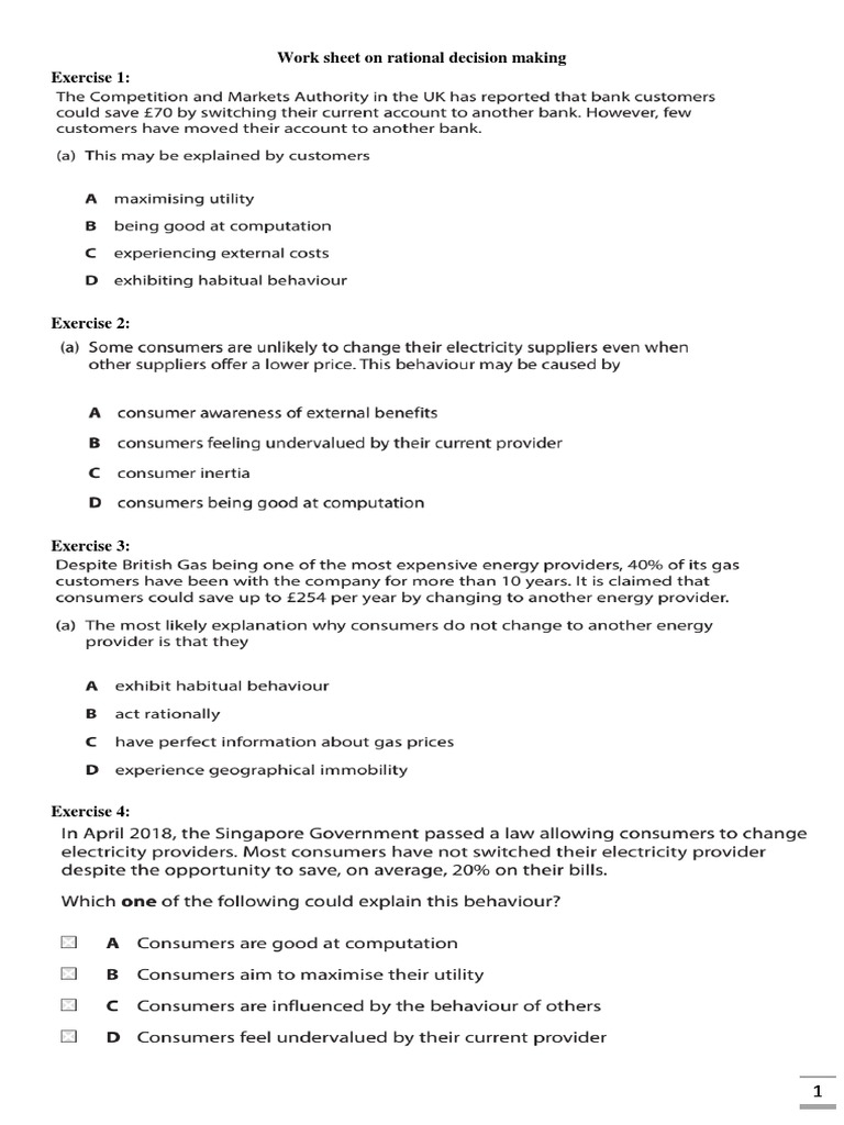 Rational Decision Making Exercises | PDF