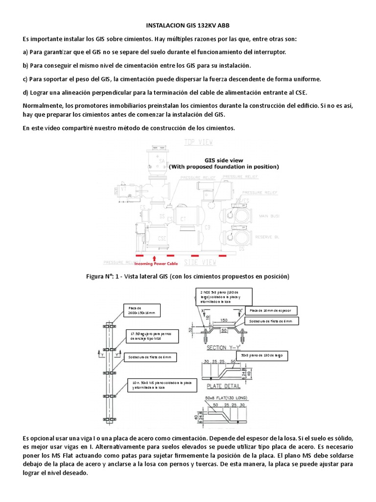 Instalacion Gis 132kv Abb | PDF | Fundación (Ingeniería) | Acero