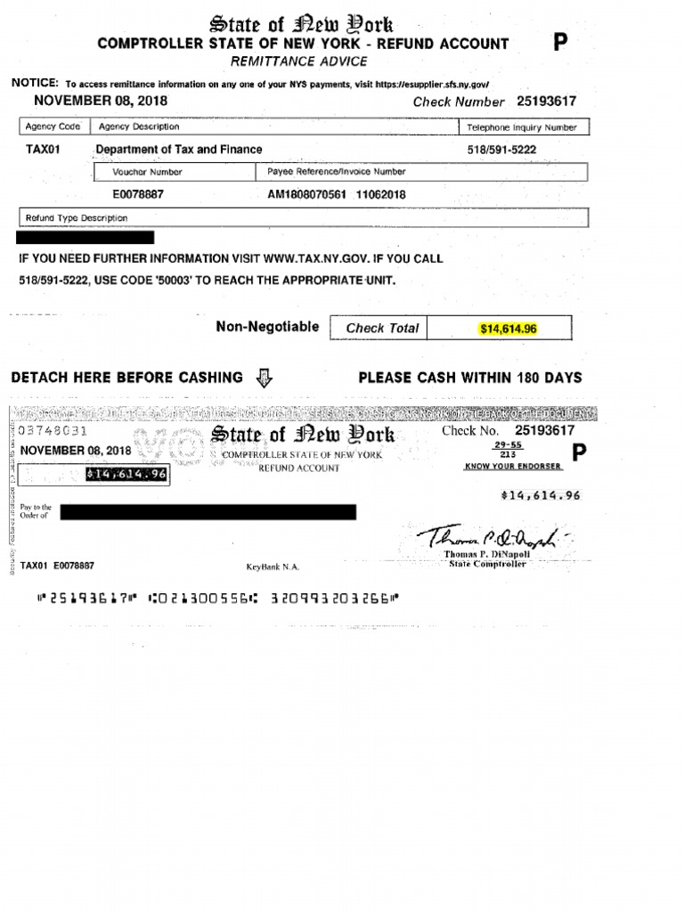 New York State Refund Account Details | PDF | Invoice | Credit Card