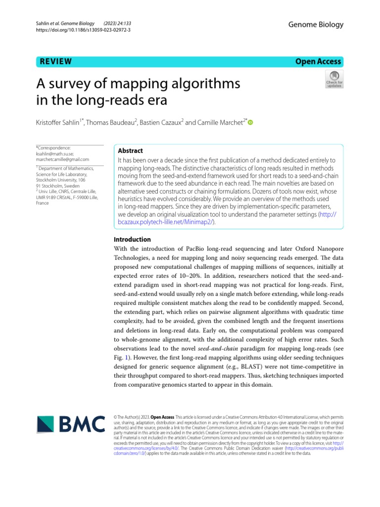 A Survey Of Mapping Algorithms In The Long Reads Era Pdf Sequence Alignment Applied