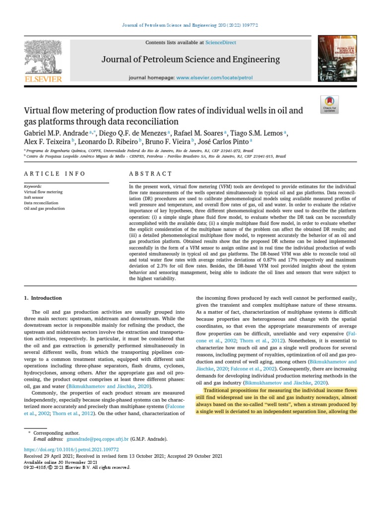 Virtual Flow Metering Of Production Flow Rates Of Individual Wells In Oil And Gas Platforms