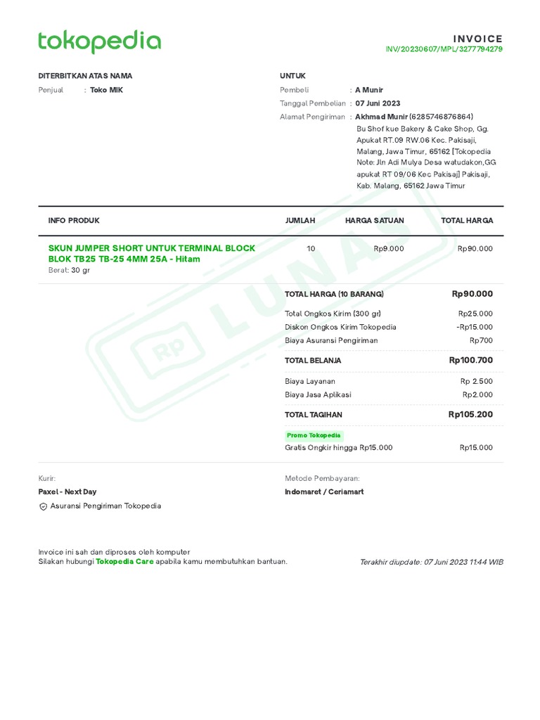 Invoice Skun Jumper Toped | PDF