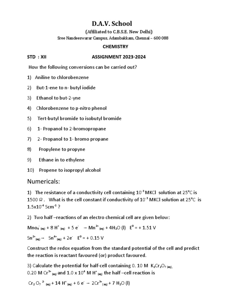 Chemistry Assignment 2023 2 1683714093 | PDF | Chemistry | Physical ...