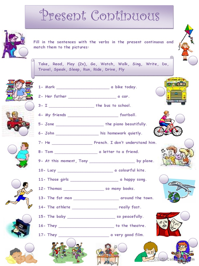 Present Continuous Verb Practice | PDF