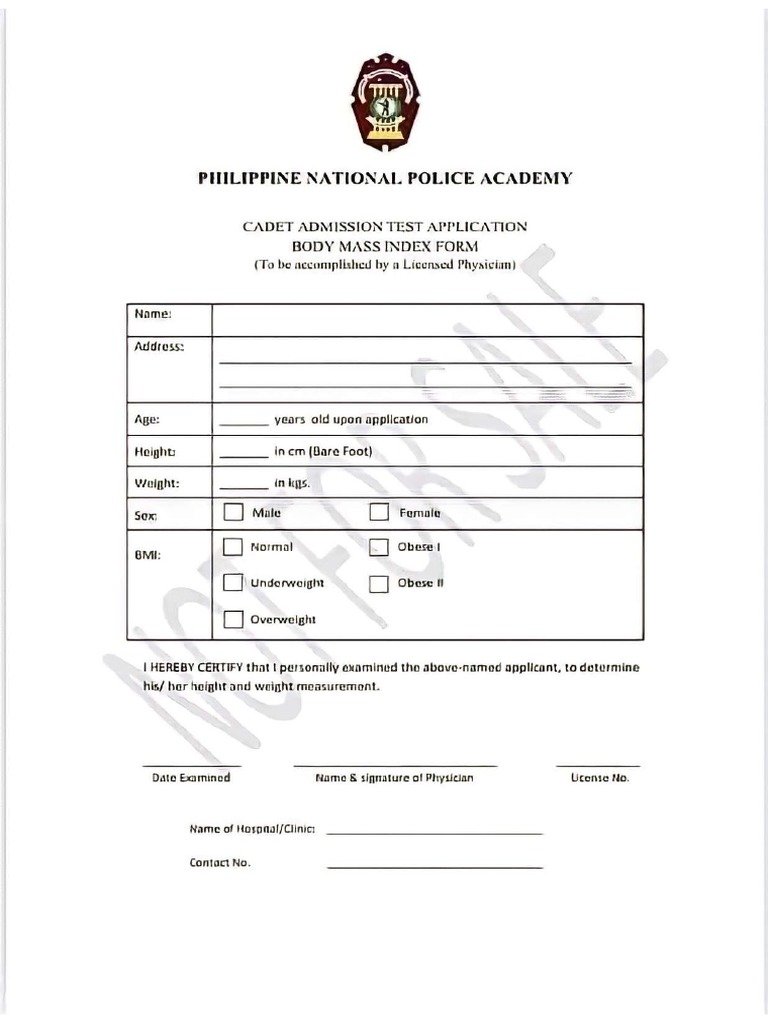 Pnpa Bmi Form | PDF