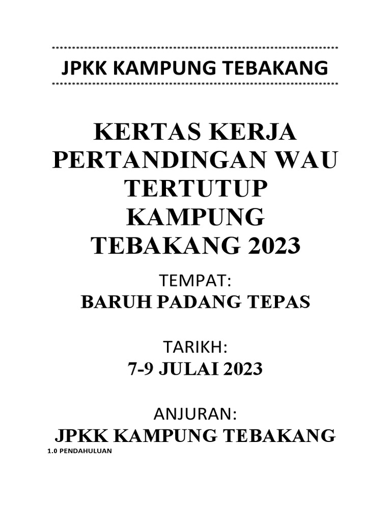 Kertas Kerja Pertandingan Wau | PDF