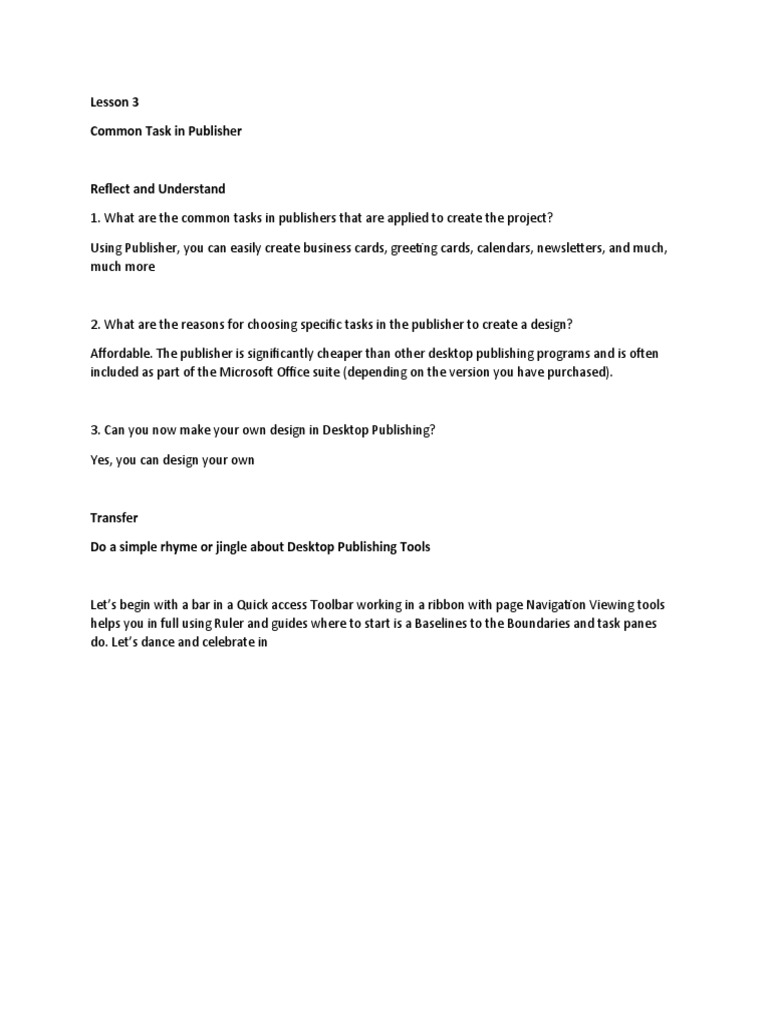 Common Task in Publisher | PDF