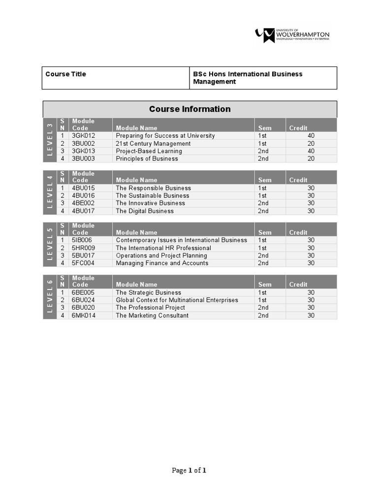 BIBM Module List 21 - 22 | PDF
