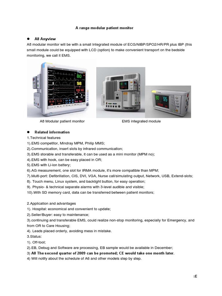 M9500 Data Sheet | PDF | Computer Monitor | Emergency Medical Services