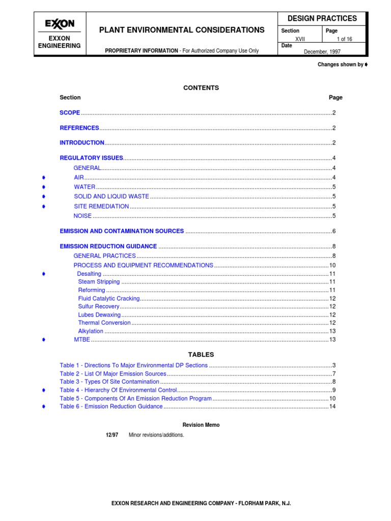 ENVIRO_DESIGN PRACTICES_PLANT ENVIRONMENTAL CONSIDERATIONS (EXXON ...