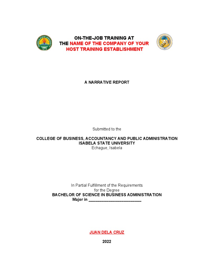 OJT Narrative Report for BSBA Program | PDF | Cognition | Cognitive Science