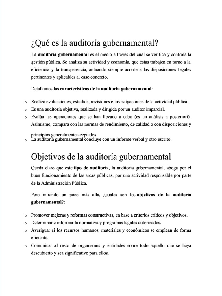 Que Es La Auditoria Gubernamental | PDF