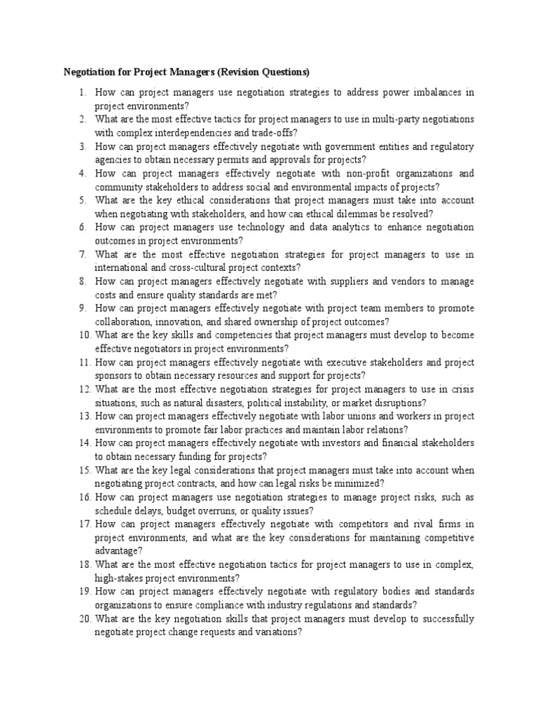 Negotiation For Project Managers | PDF