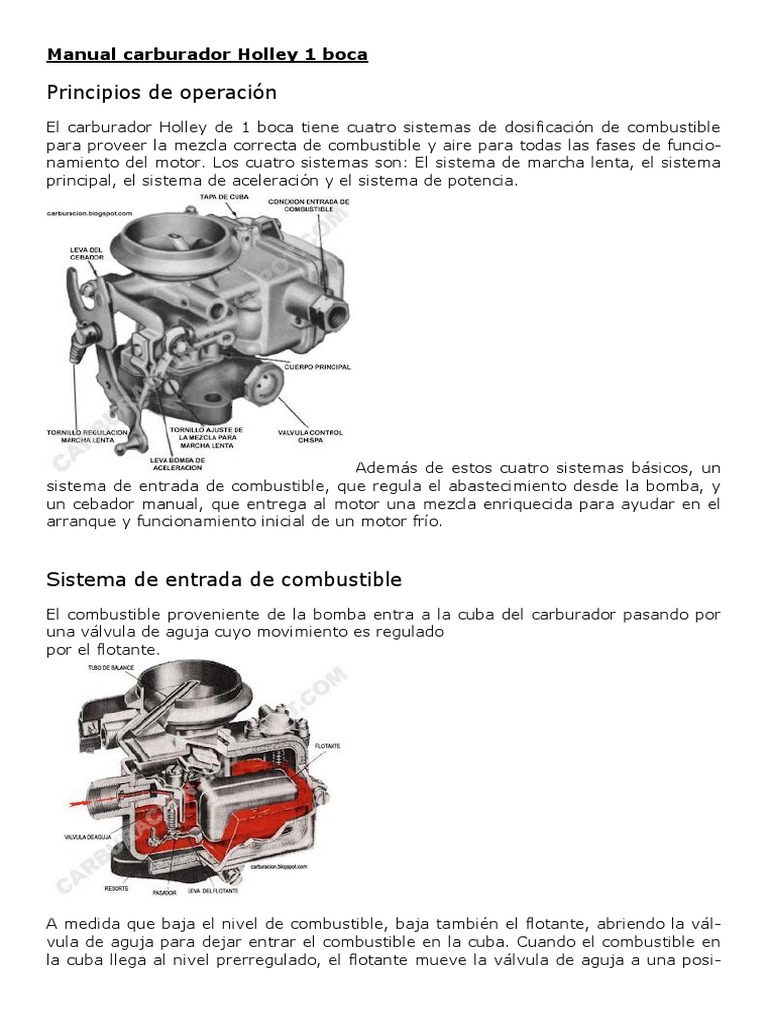 Manual Carburador Holley 1 Boca | PDF