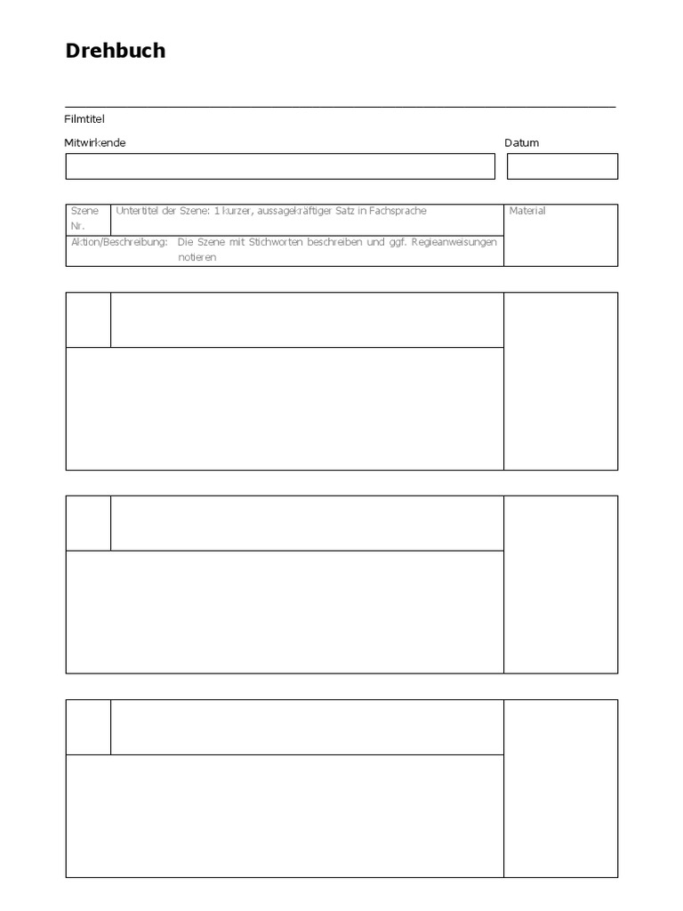 01 Vorlage Drehbuch Blanko | PDF