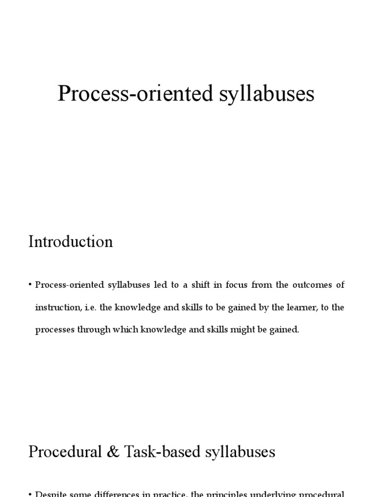 Process Oriented Syllabuses | PDF