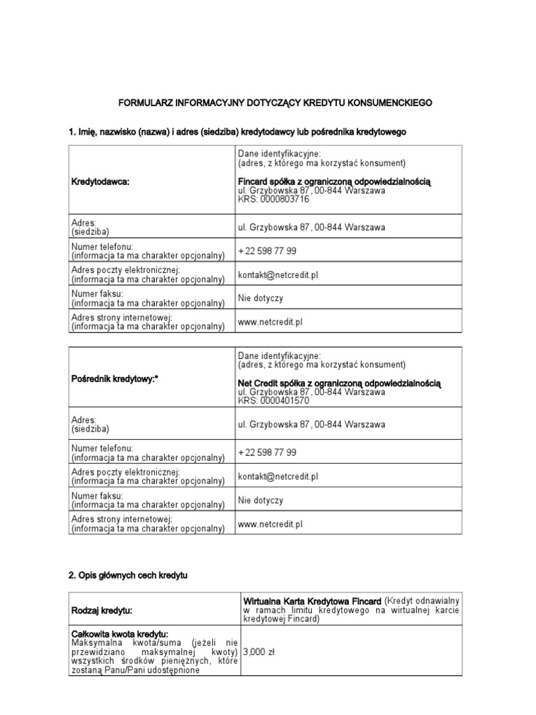 Formularz Informacyjny | PDF